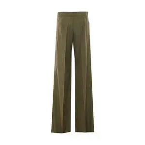 Max Mara Checked Virgin Wool Straight-leg Trousers - Green