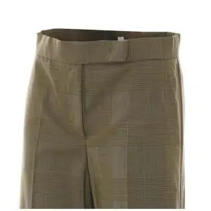 Max Mara Checked Virgin Wool Straight-leg Trousers - Green