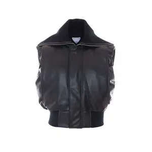 Bottega Veneta Leather Vest With Wing Collar - Black