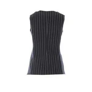 Max Mara Striped V-neck Sleeveless Vest - Blue