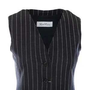Max Mara Striped V-neck Sleeveless Vest - Blue