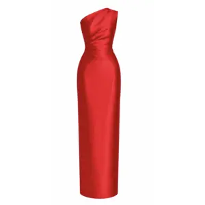 Solace London Kira Maxi Dress One Shoulder Draped Sleeveless - Red