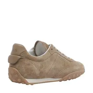 TOD'S Logo Suede Lace-up Sneakers - Cream