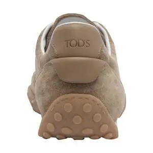 TOD'S Logo Suede Lace-up Sneakers - Cream