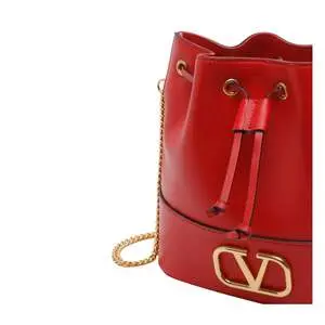 Valentino Garavani Mini Vlogo Signature Chain Bucket Bag - Red