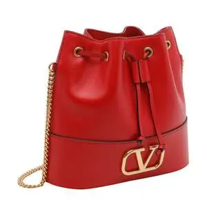 Valentino Garavani Mini Vlogo Signature Chain Bucket Bag - Red