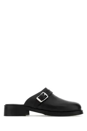 Our Legacy Leather Buckled Clogs - Black