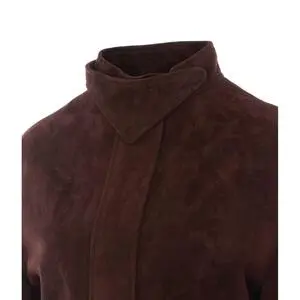 Alaïa Peplum Suede Jacket - Brown
