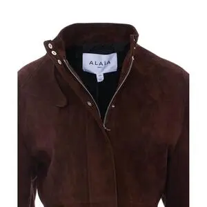 Alaïa Peplum Suede Jacket - Brown