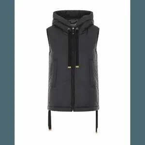 Max Mara Quilted Padded Vest With Hood - Black