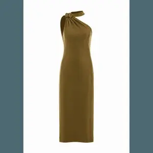 Max Mara Mxevasto Dress One Shoulder, Tie Neck - Green