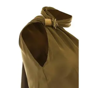 Max Mara Mxevasto Dress One Shoulder, Tie Neck - Green