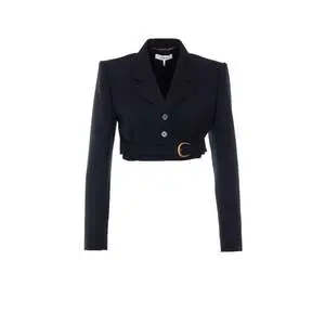 Chloé Grain De Poudre Cropped Wool Spencer Jacket - Black