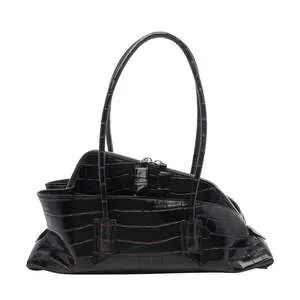 Attico The Atico Small La Passeggiata Shoulder Bag Crocodile Effect - Brown