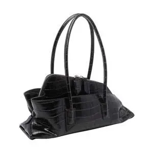 Attico The Atico Small La Passeggiata Shoulder Bag Crocodile Effect - Brown
