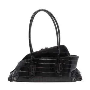 Attico The Atico Small La Passeggiata Shoulder Bag Crocodile Effect - Brown