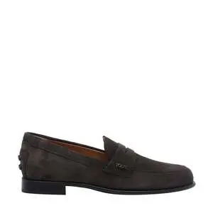 TOD'S Suede Slip-on Loafers With Gold Tone Hardware - Brown