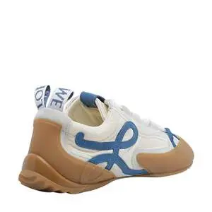 Loewe Suede Leather Colour Block Lace-up Sneakers - White