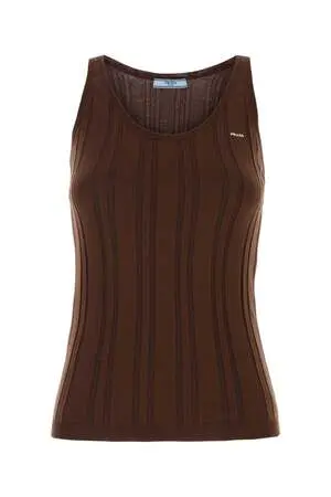 Prada Cotton Blend Tank Top - Brown
