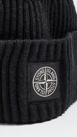Stone Island Rib Knit Wool Beanie