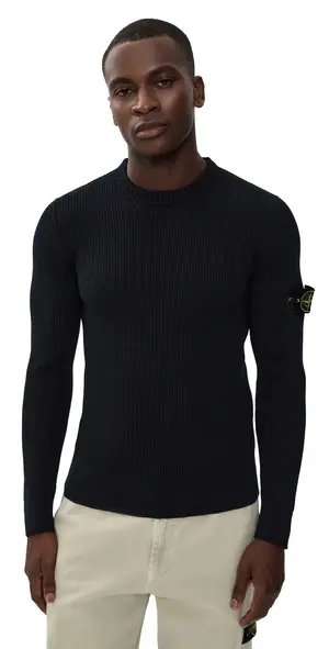 Stone Island Rib Crew Neck Sweater - Navy Blue