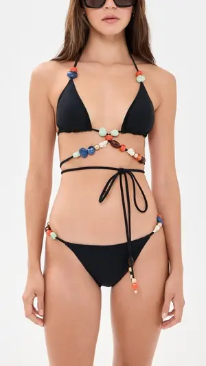 Cult Gaia Quincy Beaded Bikini Top