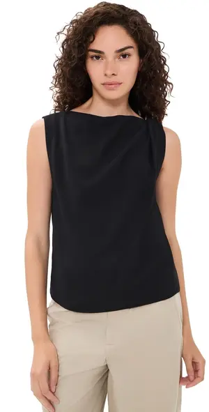 Vince Draped Shoulder Top - Black
