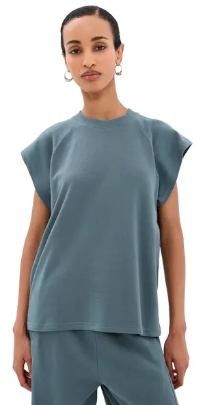 Tibi Lightweight Easy Sweatshirt Top - Blue Grey
