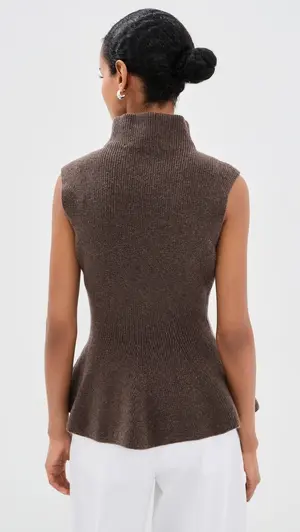 RÓHE Sculptural Sleeveless Knitted Peplum Top