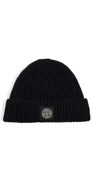 Stone Island Rib Knit Beanie - Navy Blue