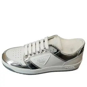 Prada District Leather Sneakers 'white Silver - White/silver