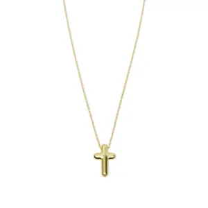 Argento Vivo Puffy Cross Necklace In -plated Sterling Silver