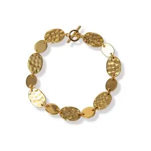Argento Vivo 18k -plated Brass Hammered Disc Link Bracelet