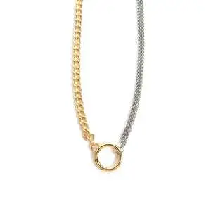 Argento Vivo Two Tone Open Circle Necklace - Gray/yellow