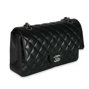 Chanel Quilted Lambskin Classic Double Flap Bag - Black