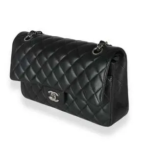 Chanel Quilted Lambskin Classic Double Flap Bag - Black