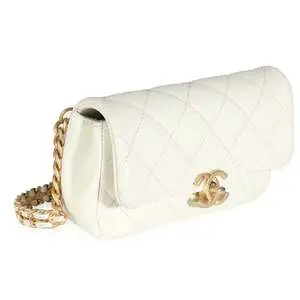Chanel Quilted Caviar Chain Belt Bag - White