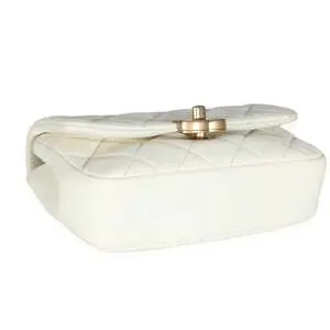 Chanel Quilted Caviar Chain Belt Bag - White