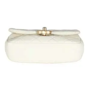 Chanel Quilted Caviar Chain Belt Bag - White
