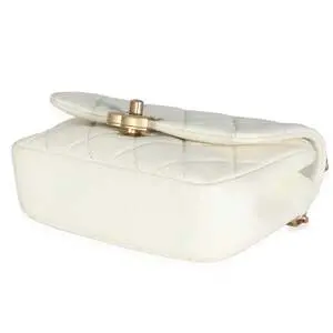 Chanel Quilted Caviar Chain Belt Bag - White