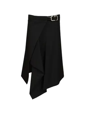 Attico Wool Midi Skirt - Black