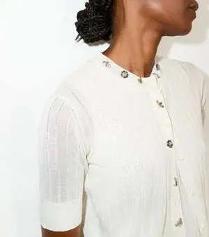 Max & Co. Ribbed Embellished Short-sleeve Cardigan