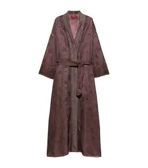 Max & Co. Satin Floral Belted Coat - Brown