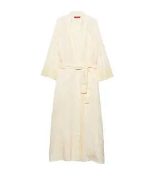Max & Co. Satin Floral Belted Coat - Yellow