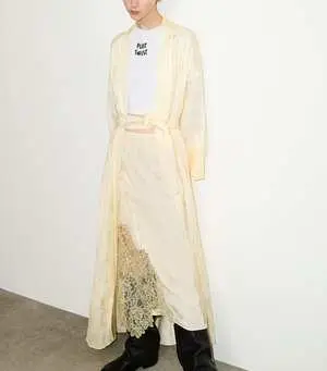 Max & Co. Floral Satin Belted Coat - Yellow