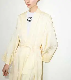 Max & Co. Floral Satin Belted Coat - Yellow