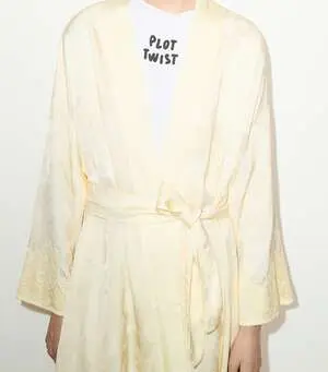 Max & Co. Floral Satin Belted Coat - Yellow
