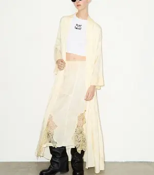 Max & Co. Floral Satin Belted Coat - Yellow