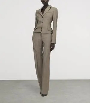 Alexander McQueen Wool Bumster Wide-leg Trousers