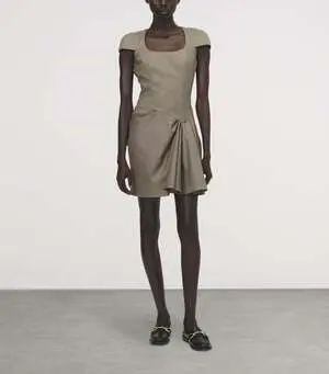 Alexander McQueen Wool Gathered Mini Dress
